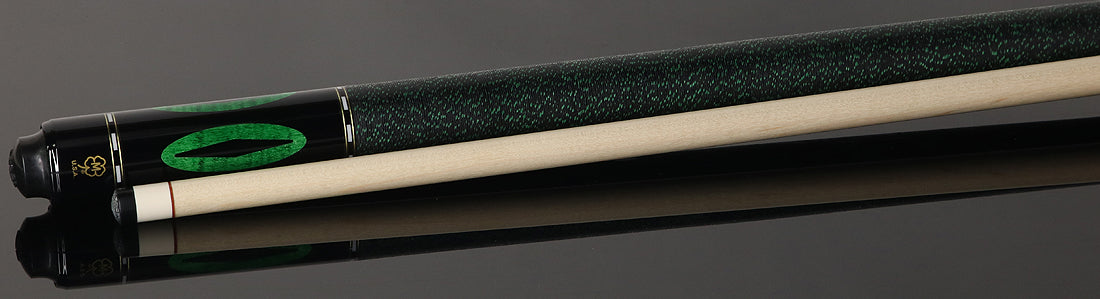 McDermott Emerald Green Stained Curly Maple Forearm and Inlays Cue of