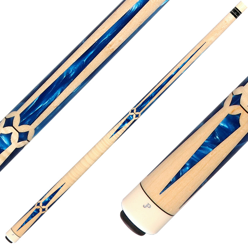 J Pechauer JP15T JP T Series No Wrap Pool Cue - Figured Maple with Blu