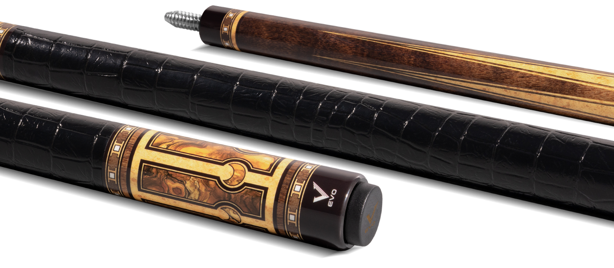 EVO Luna Golden Crest Leather Wrap Pool Cue