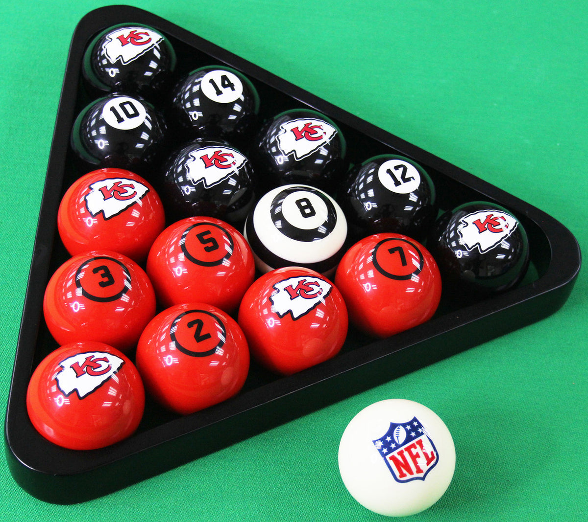 Kansas City Chiefs Pool Balls with Numbers