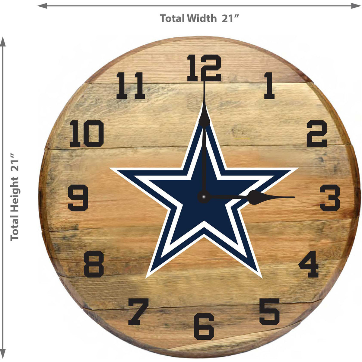 Dallas Cowboys Oak Barrel Clock