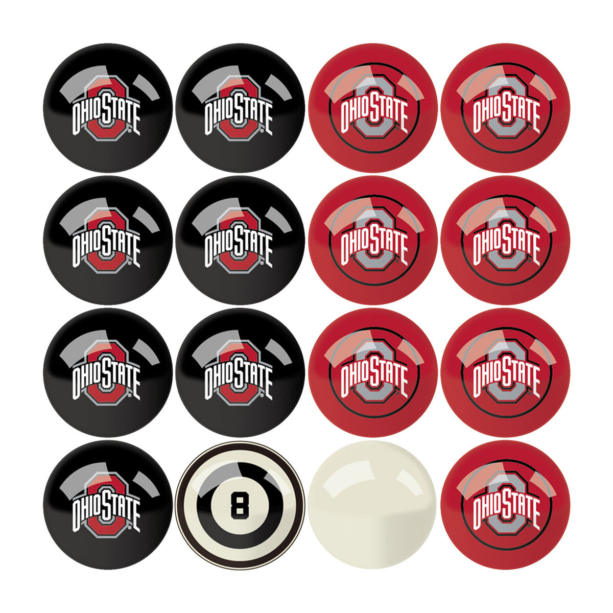Ohio State Pool Balls with Numbers